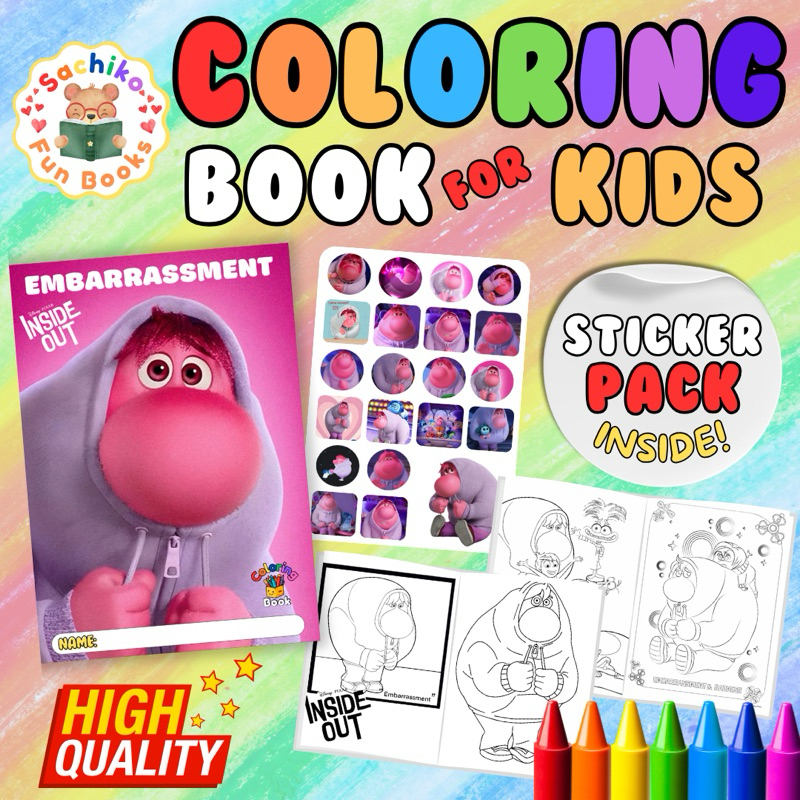 EMBARRASMENT INSIDE OUT DISNEY PIXAR COLORING BOOK WITH STICKER PACK ...