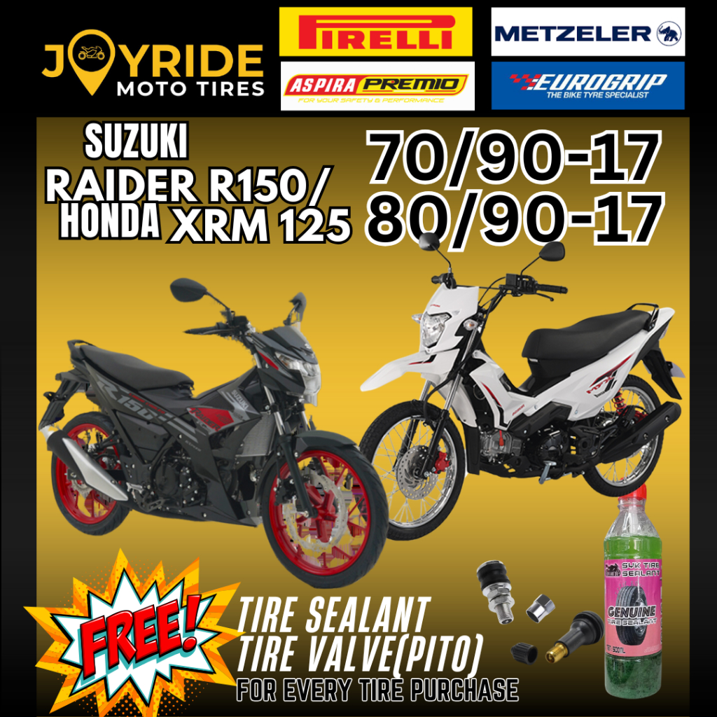 SUZUKI RAIDER R150/HONDA XRM 125 tires SET 70/90-17 & 80/90-17 tubeless ...
