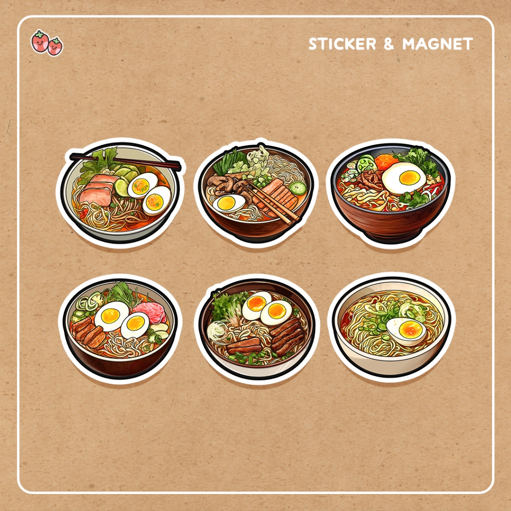 Ramen Sticker & Magnet - Japanese Kawaii Noodles Fridge Magnets ...