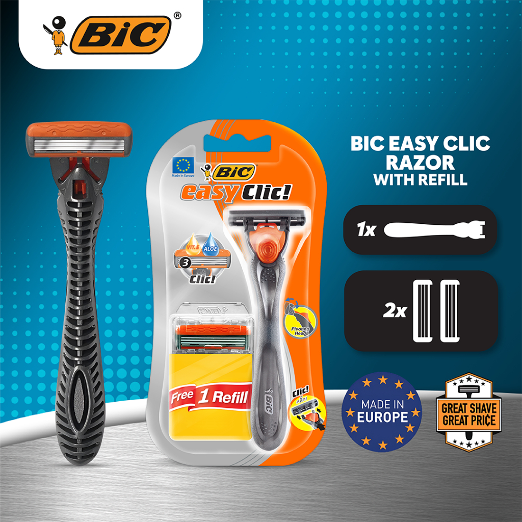 BIC Easy Clic! Men’s Razor 1 Handle + 2 Refills | Shopee Malaysia