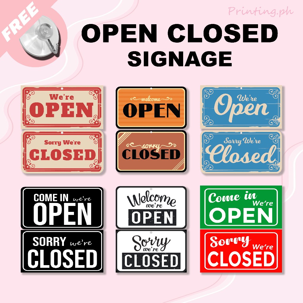 Open and Close Signage / Store Sign / Back to Back print and laminated ...