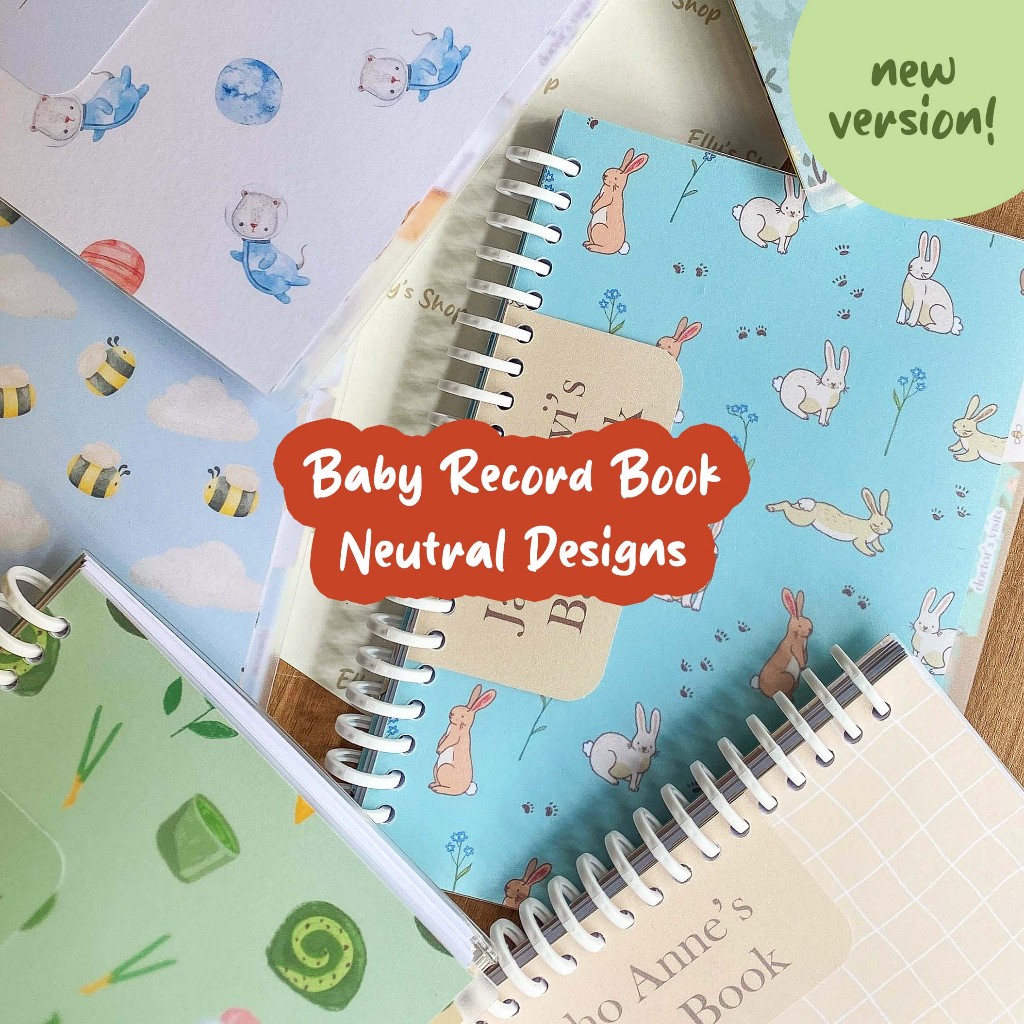 (Neutral) Personalized Baby Record Book with Immunization Refillable ...