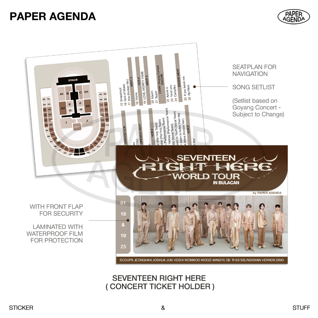 SEVENTEEN RIGHT HERE Concert Ticket Holder with Seatplan and Setlist by ...