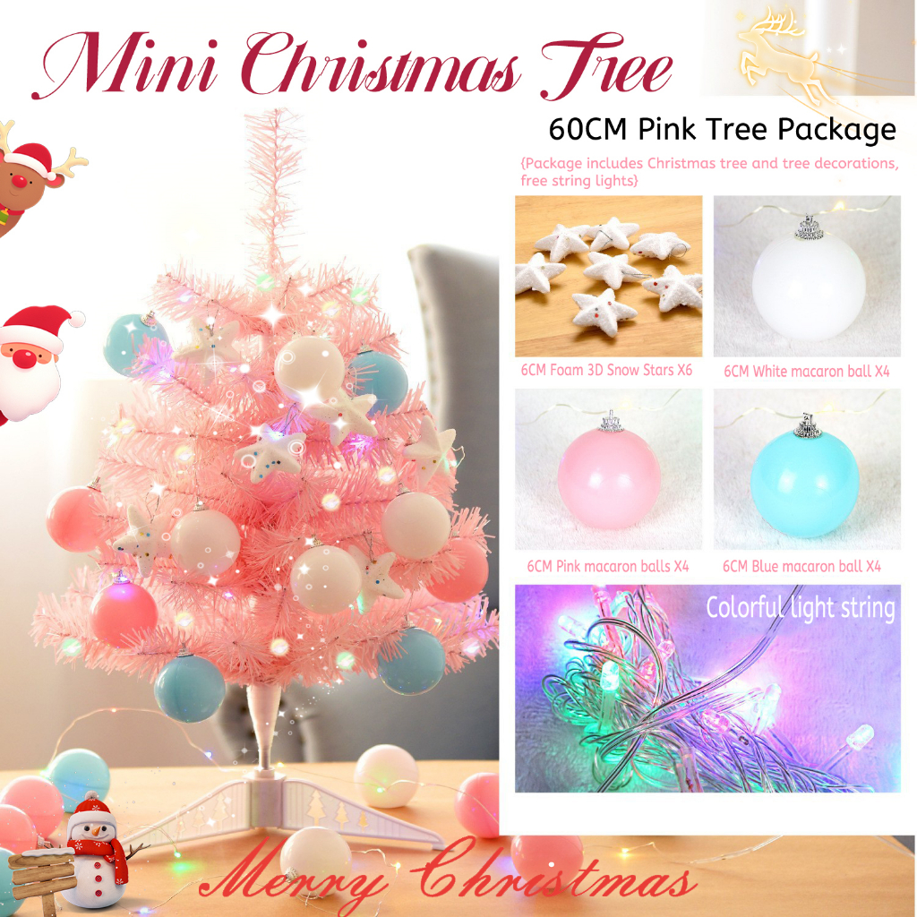 Christmas Tree Table Top Mini Christmas Tree Set 60CM Pink Small ...
