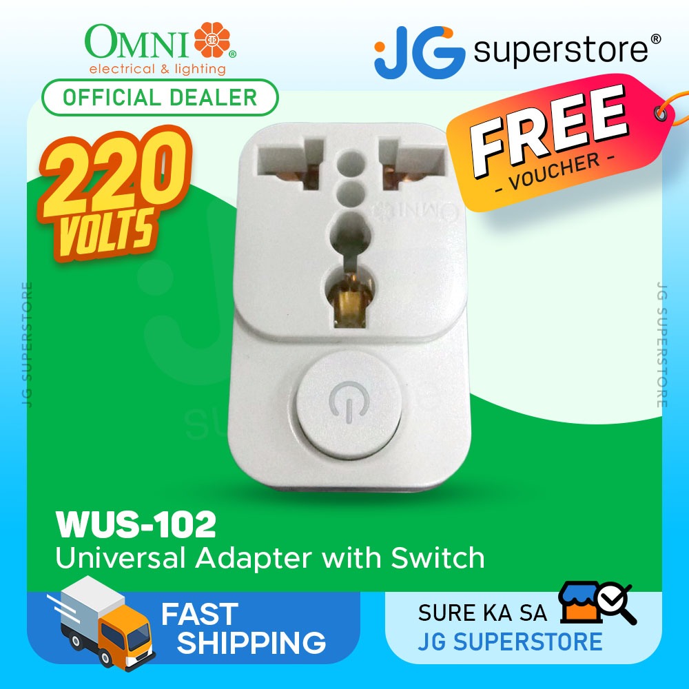 OMNI Universal Adapter Plug with Switch 10A 220V for Electrical Outlet ...