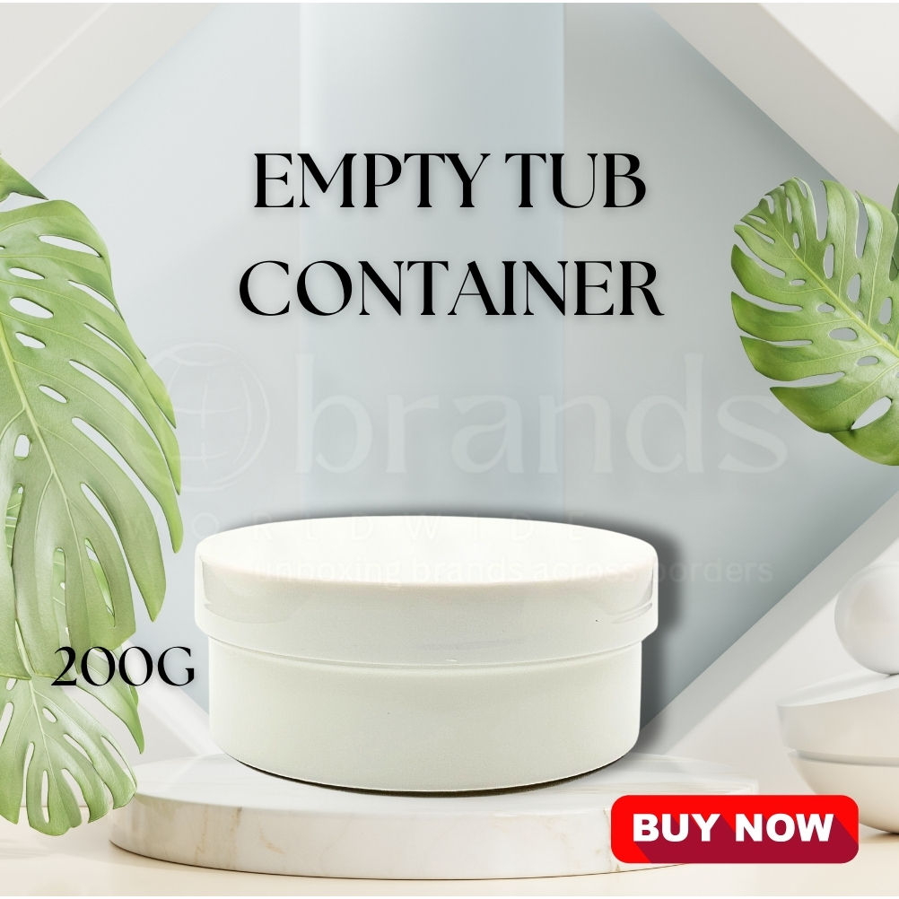 White Plastic Tub Round Container | Cream Jar 200 grams | Shopee Malaysia