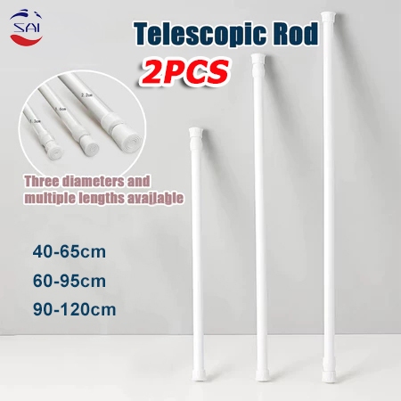 2PCS Multi Purpose Spring Loaded Extendable Sticks Telescopic Tension ...