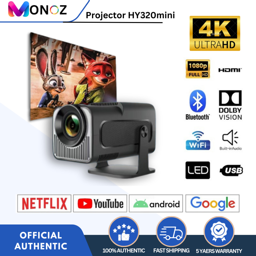 Projector HY320 mini portable screen video 4K WIFI LCD smart 1080p Home ...