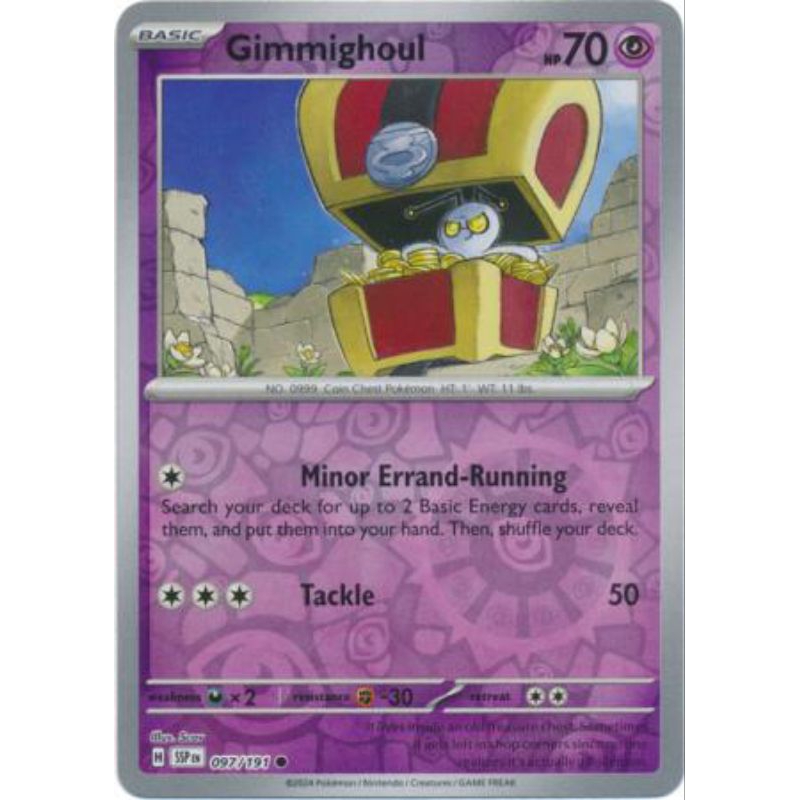 Pokemon Card, Gimmighoul 097/191, Common Reverse Holo. (ENGLISH TYPE ...
