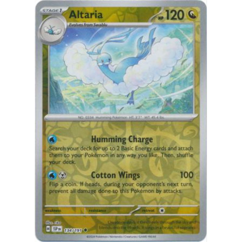 Pokemon Card, Altaria 134/191, Uncommon Reverse Holo. (ENGLISH TYPE ...