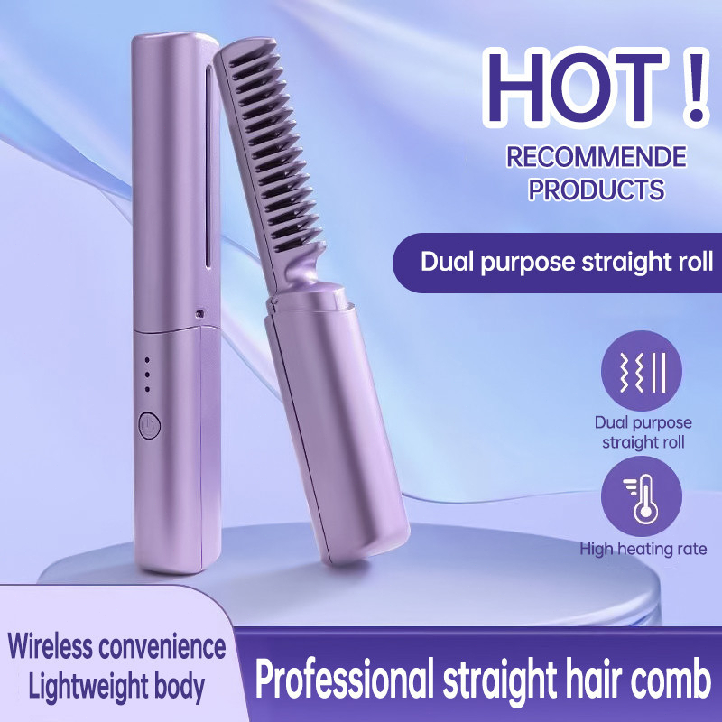 Umi Straight Hair Comb 2 in 1 Wireless Hair Straightener and Curler USB ...