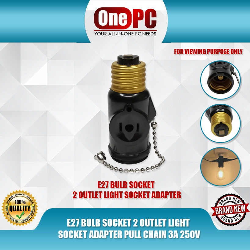 ONE PC E27 BULB SOCKET 2 OUTLET LIGHT SOCKET ADAPTER PULL CHAIN 3A 250V ...