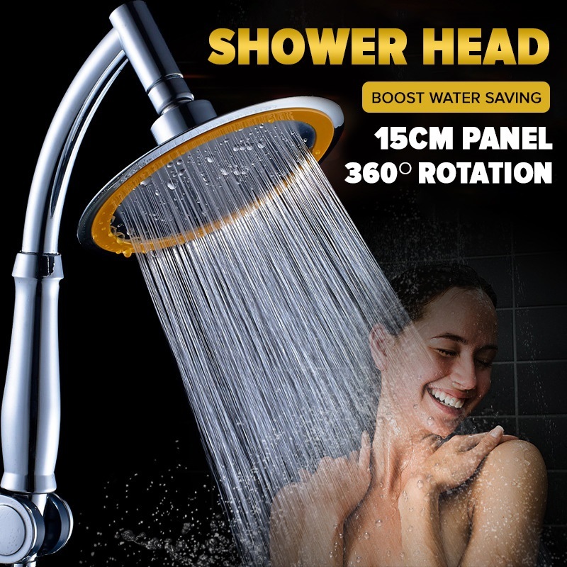 PVC ROUND HIGH-PRESSURE WATER SAVING SHOWER SET 6” W/ HOSE(1.2m ...