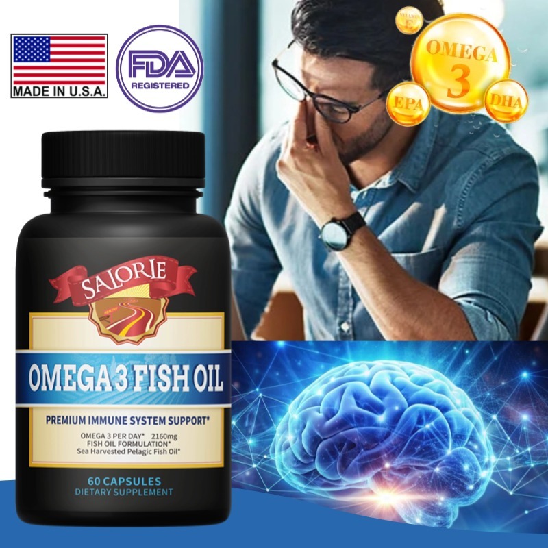Omega 3 Fish Oil Capsule, Rich EPA DHA, Support Brain Health, Memory ...