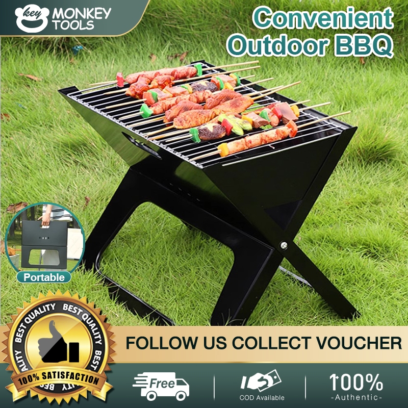 Outdoor BBQ Griller Portable Stainless Grill Pits Foldable Large BBQ ...
