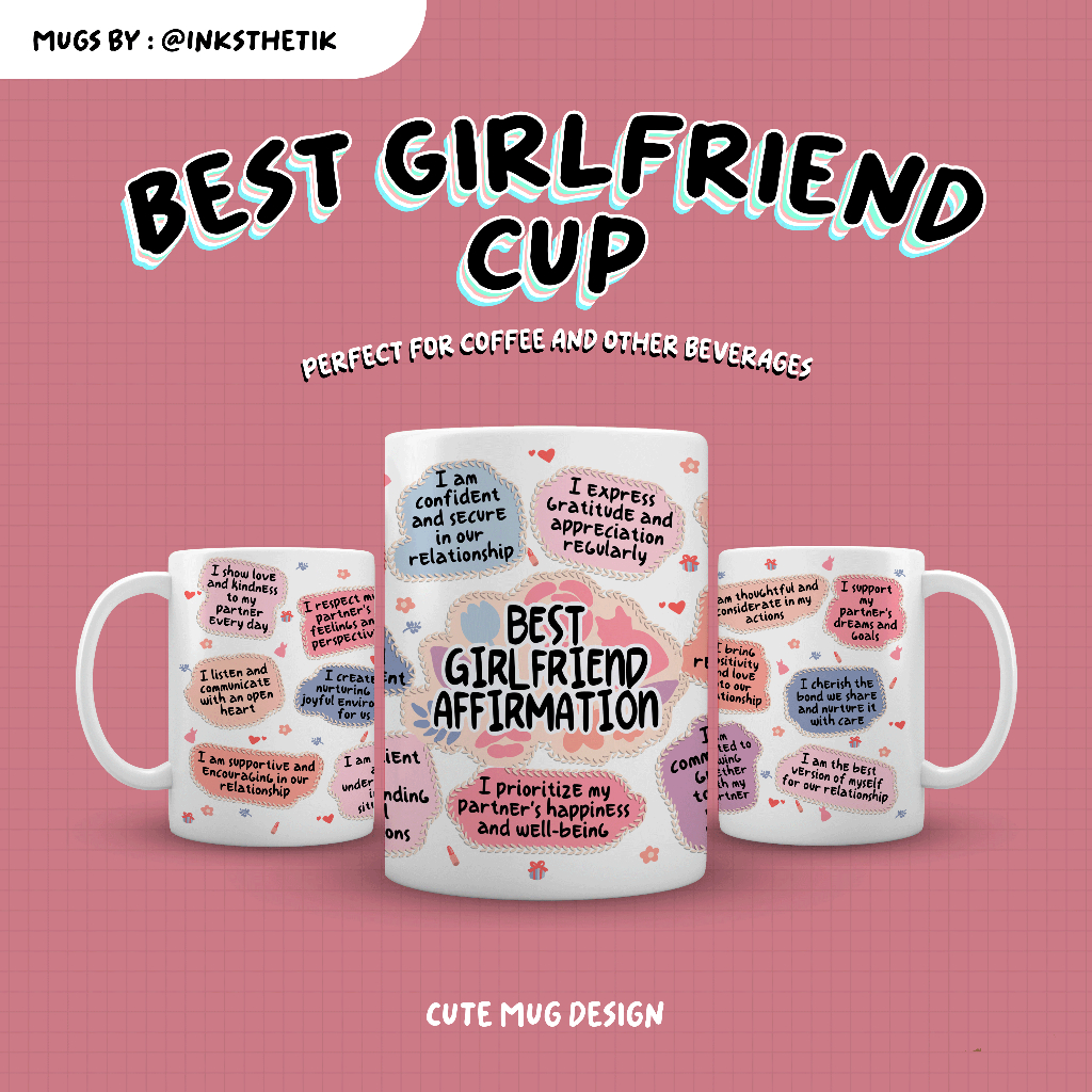 Best Girlfriend Affirmation Cup - White Glossy Mug - Aesthetic ...
