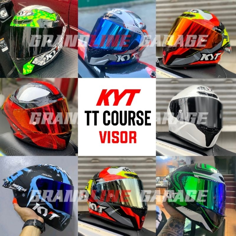TTC KYT TT Course Lens Visor Smoke Iridium Gold Blue Red Revo Lens Dark ...
