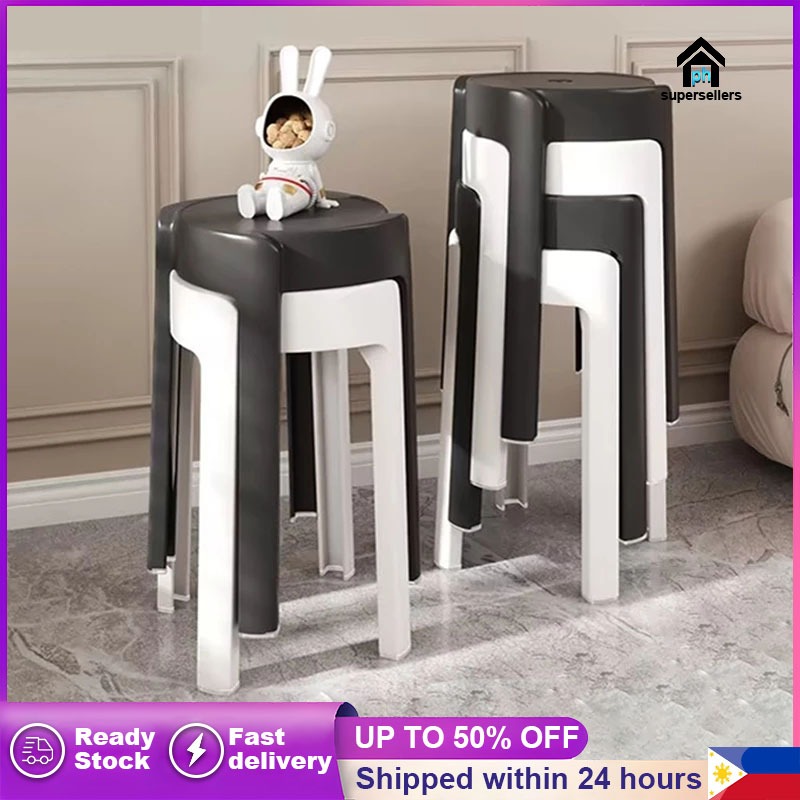 Nordic stackable stools thickened plastic chairs durable dining table ...