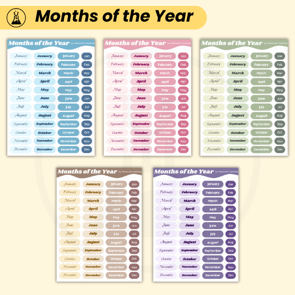 Months of the Year | Planner Journal Notebook Sticker | Label Icon ...