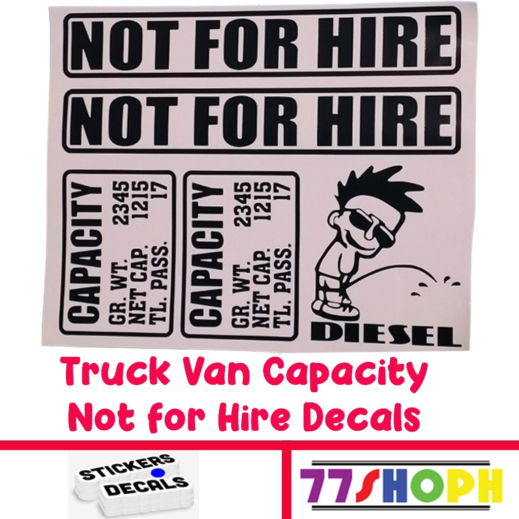 Truck Van Capacity Not for Hire Decals Set | Shopee Malaysia