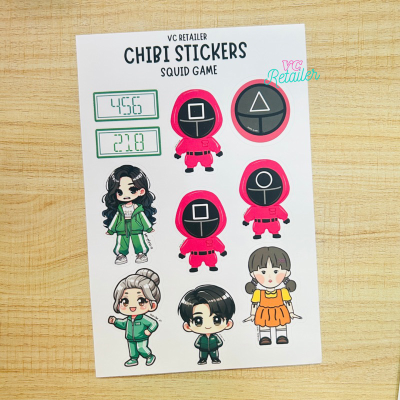 Squid Game Chibi Easy to Peel Stickers | VC Retailer | Shopee Malaysia
