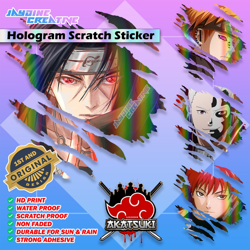 Holographic Akatsuki Anime Scratch Design Sticker, Indoor Outdoor Vinyl ...