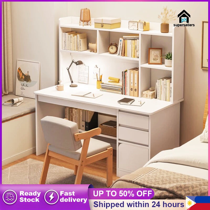 Computer table study table with bookshelf table with storage rack ...