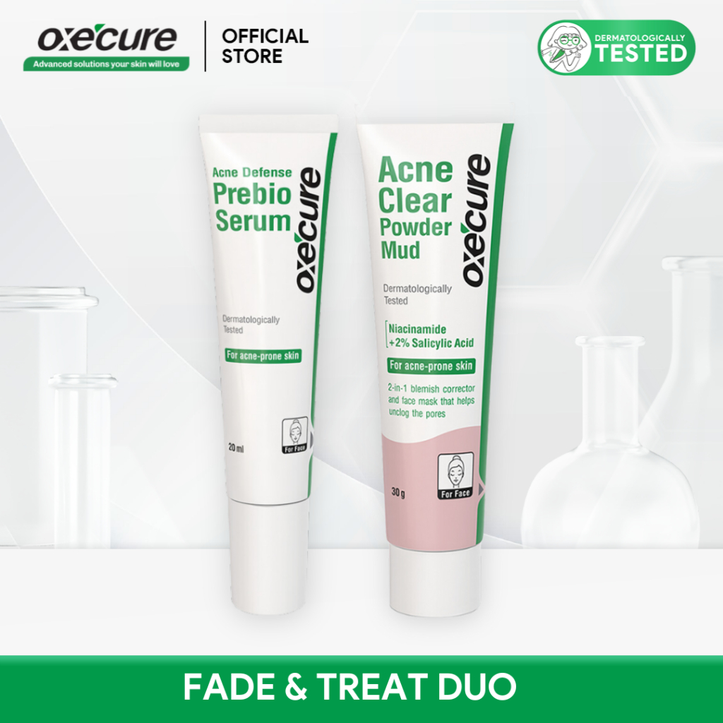 OXECURE Fade and Treat Duo (Acne Clear Powder Mud 30g + Acne Defense ...