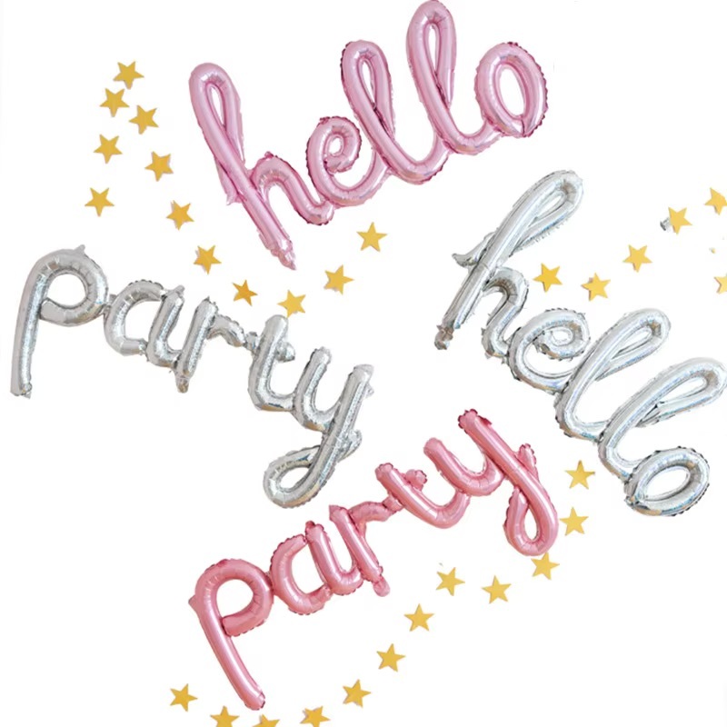 D14 Birthday | Hello Party Cursive Letter Foil Balloons HBD Birthday ...