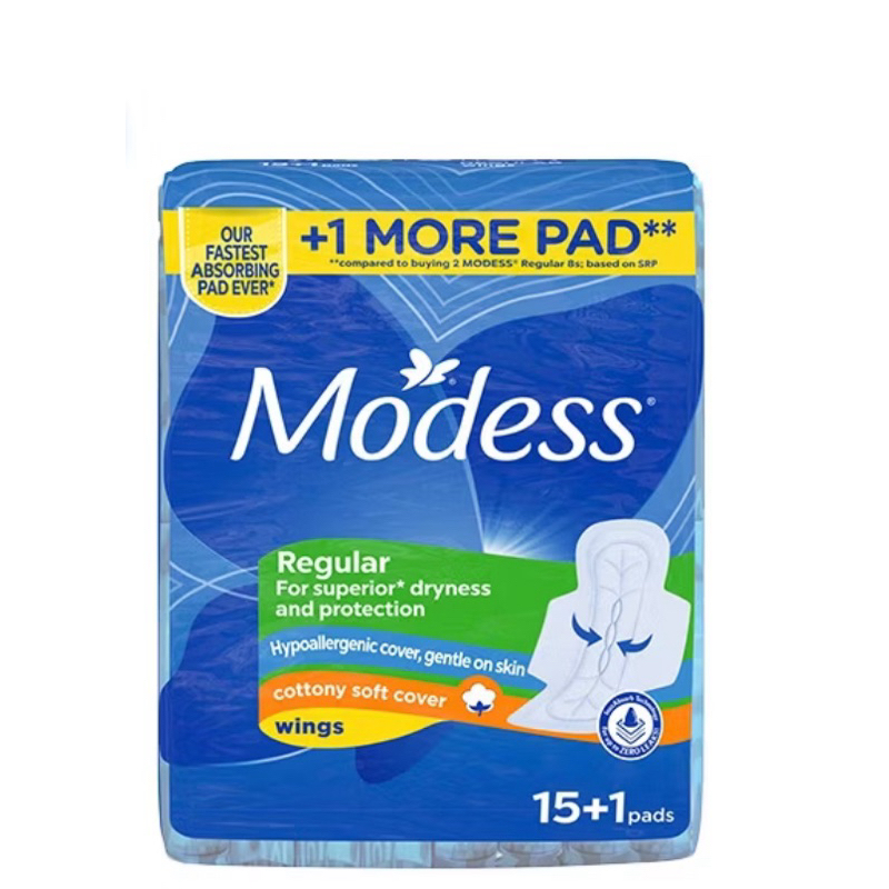 Modess Regular Cottony Soft with Wings Sanitary Napkins 16s | Shopee ...