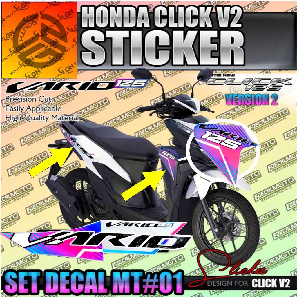 HONDA CLICK VERSION 2 Striping VARIO NEW 125 MT01 / STICKER /150 DECALS ...