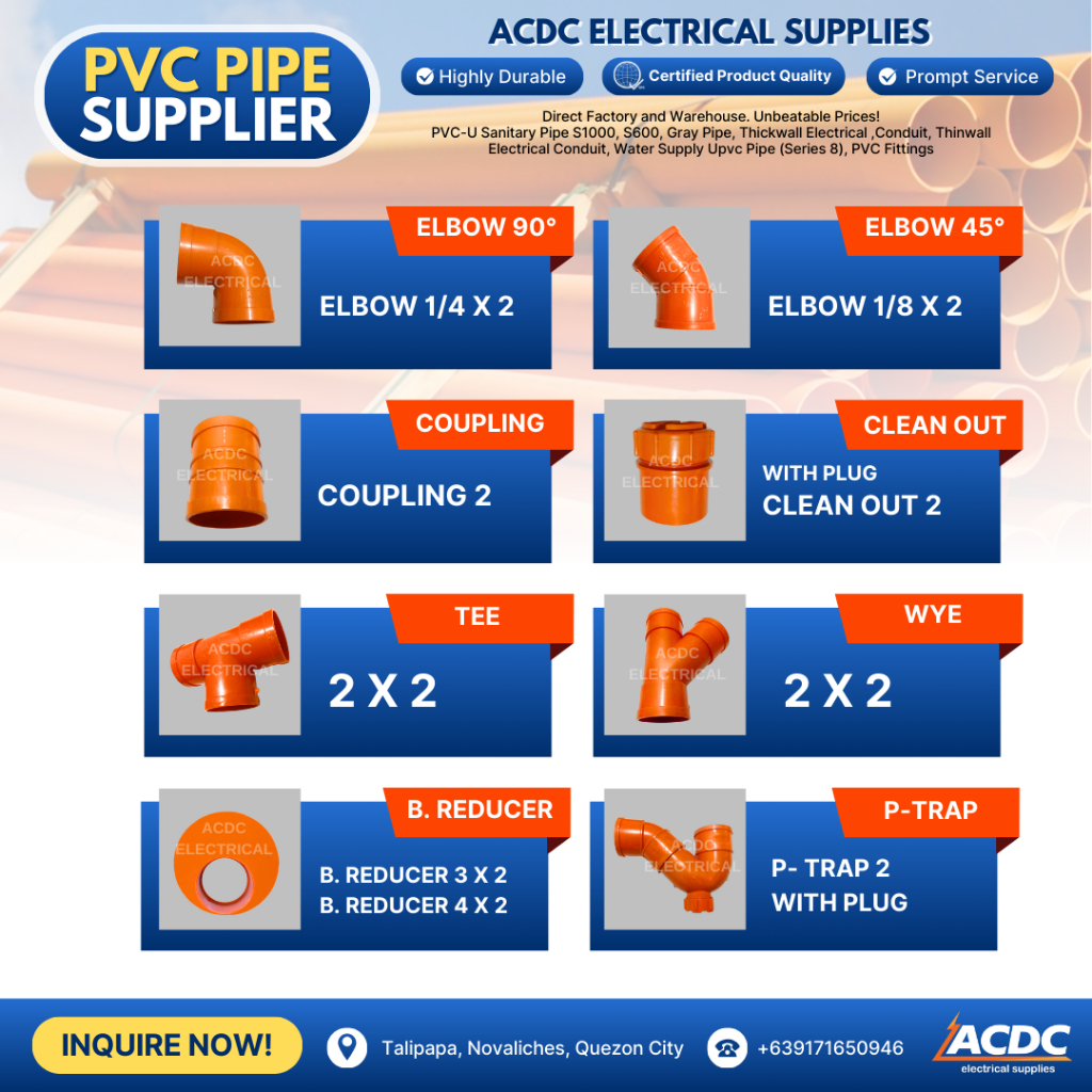 2" Sanitary Pipe PVC Fittings Orange Pipe Elbow, Coupling, Clean out ...