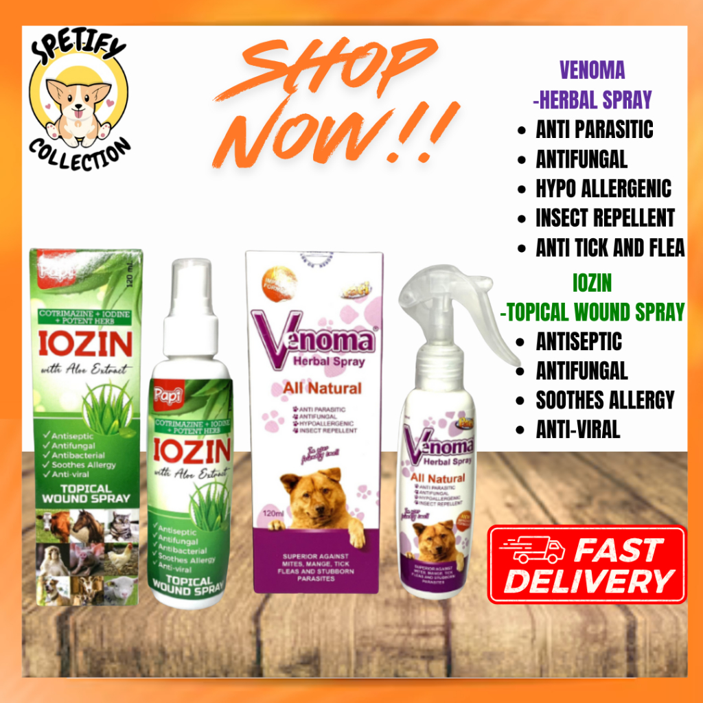 papi iozin spray & papi venoma spray for pets (herbal & topical wound ...