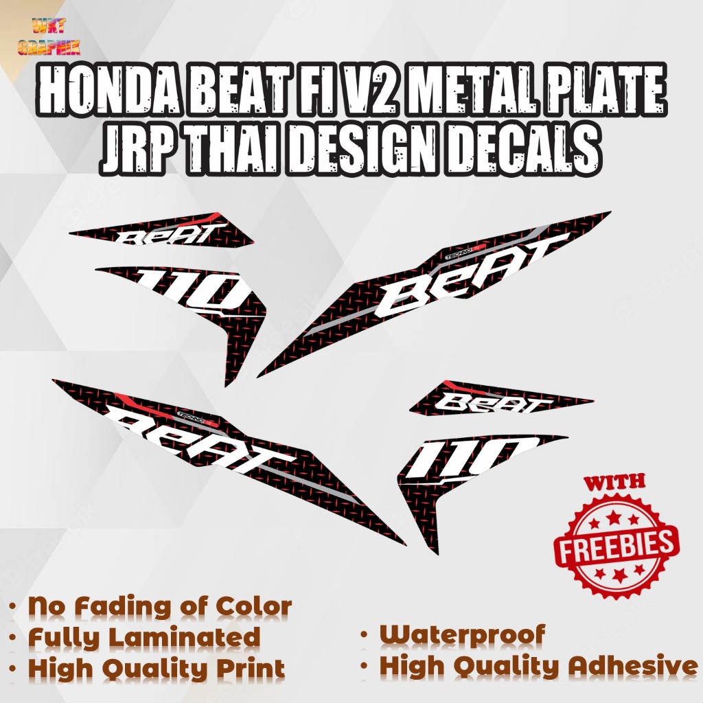 HONDA BEAT FI V2 METAL PLATE JRP THAI DESIGN DECALS (WATERPROOF ...