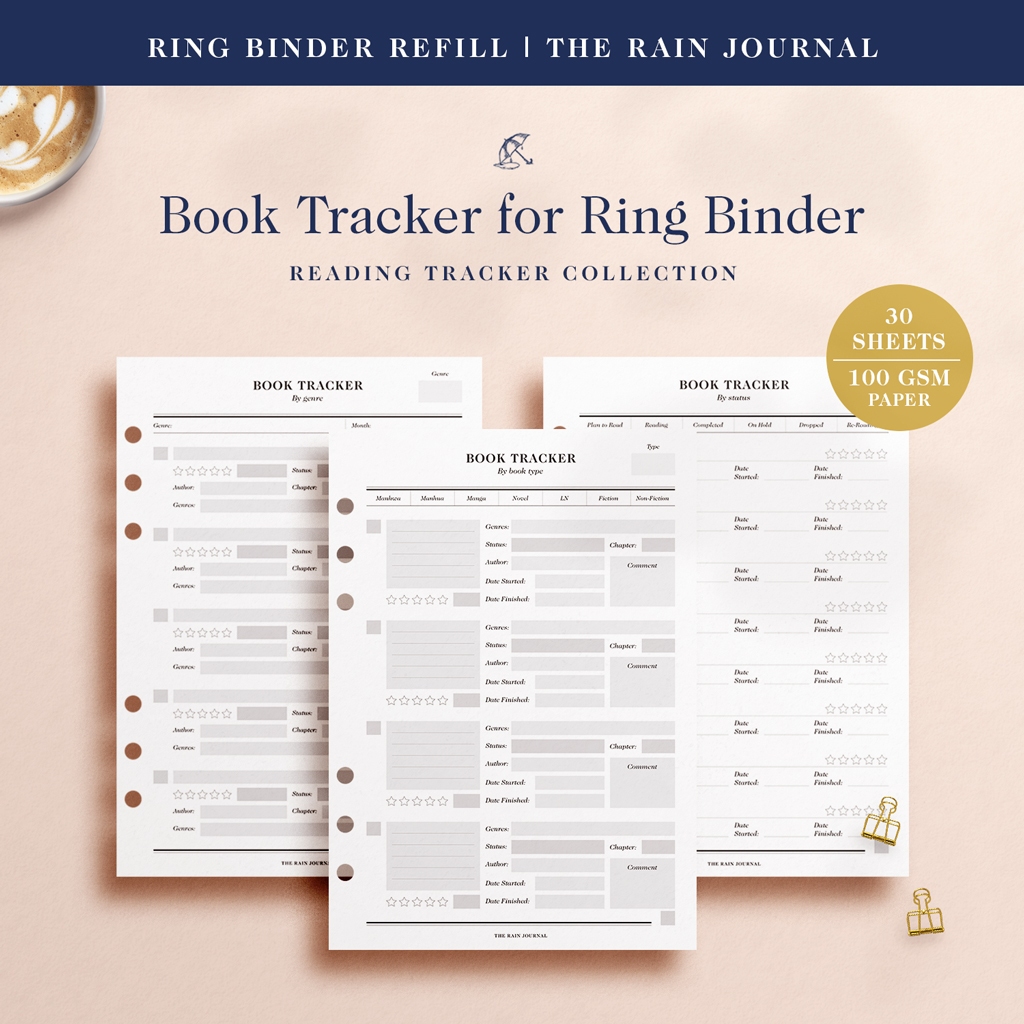 TRJ Book Tracker for Ring Binder - Novel Tracker, Reading Tracker ...