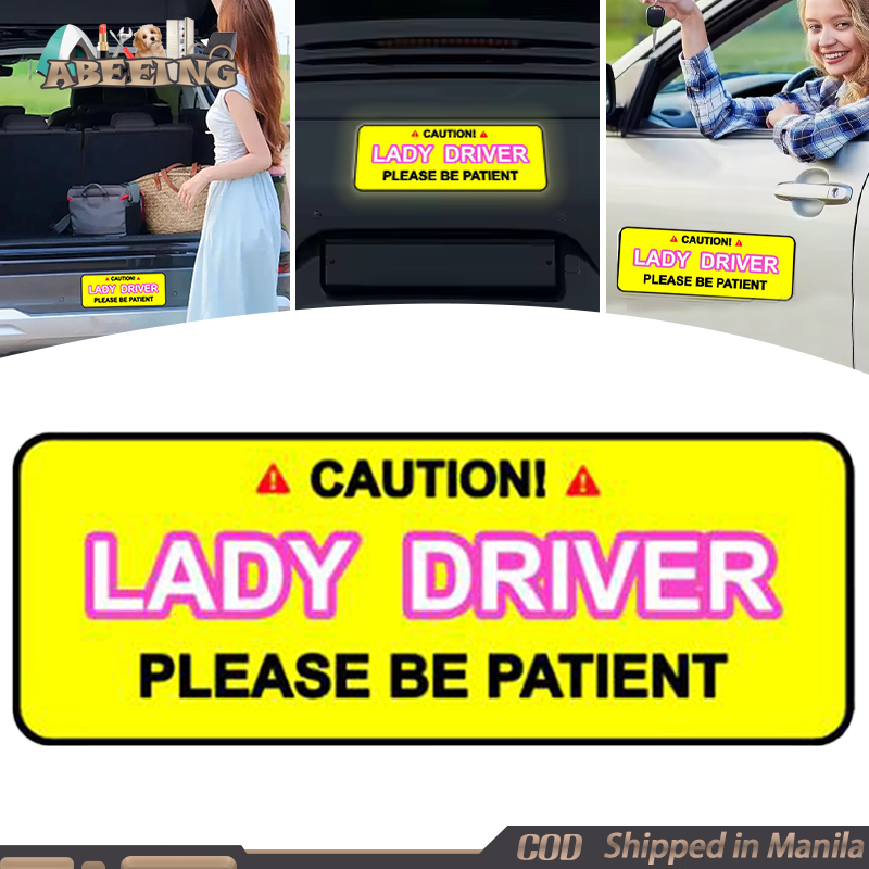 Lady Driver Sign Magnetic Reflective Novice Driver Stickers New Driver ...
