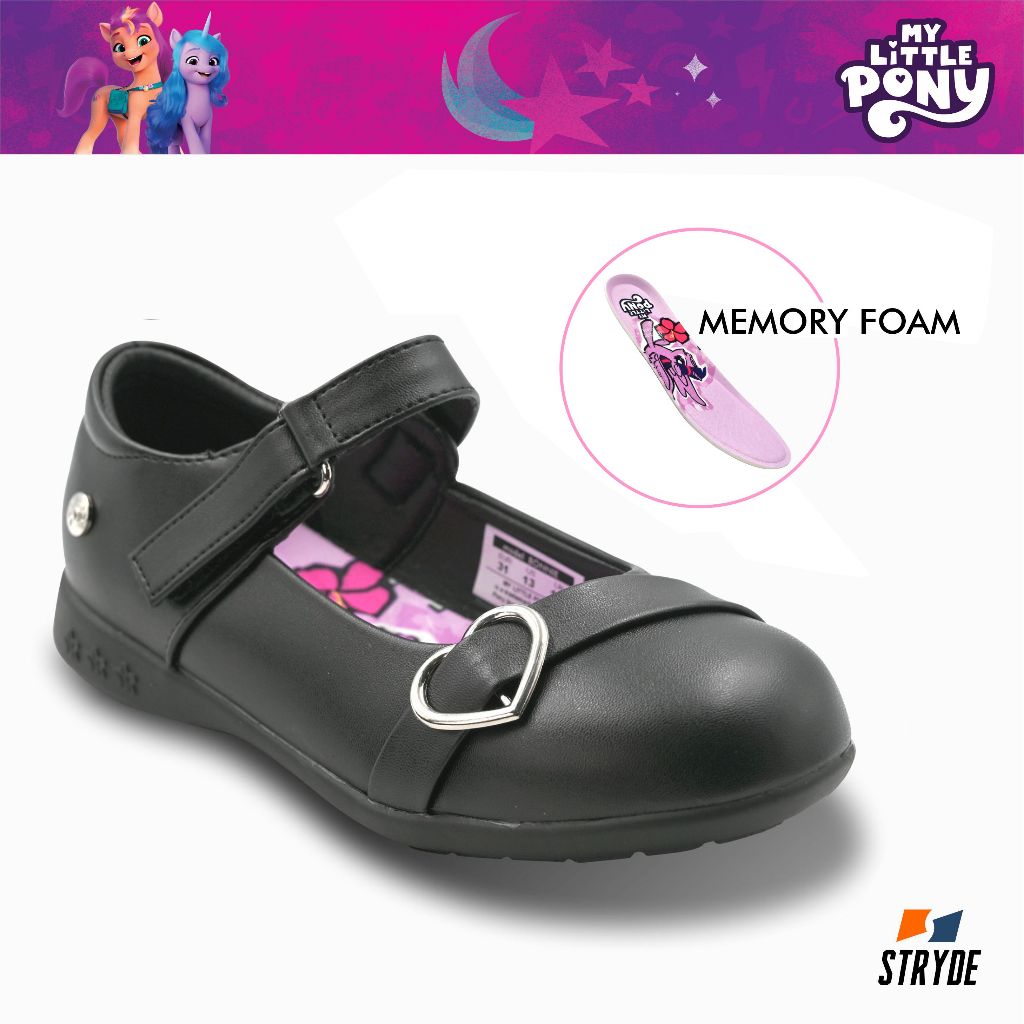 Hasbro My Little Pony Black School Shoes with Memory Foam for Kids ...