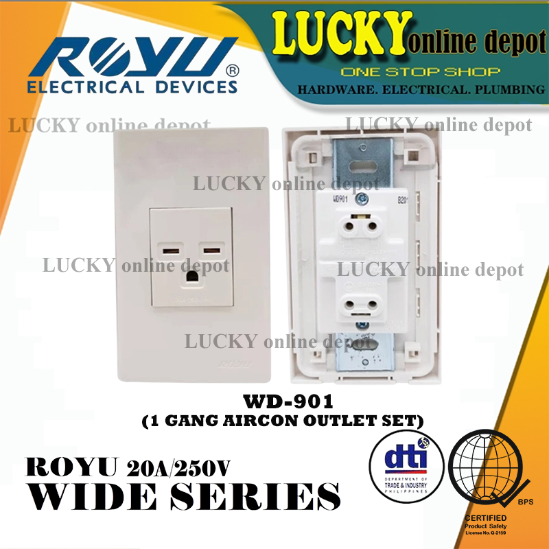 WD 901 ROYU WIDE SERIES 1-GANG AIRCON OUTLET SET 20A-250V | Shopee Malaysia