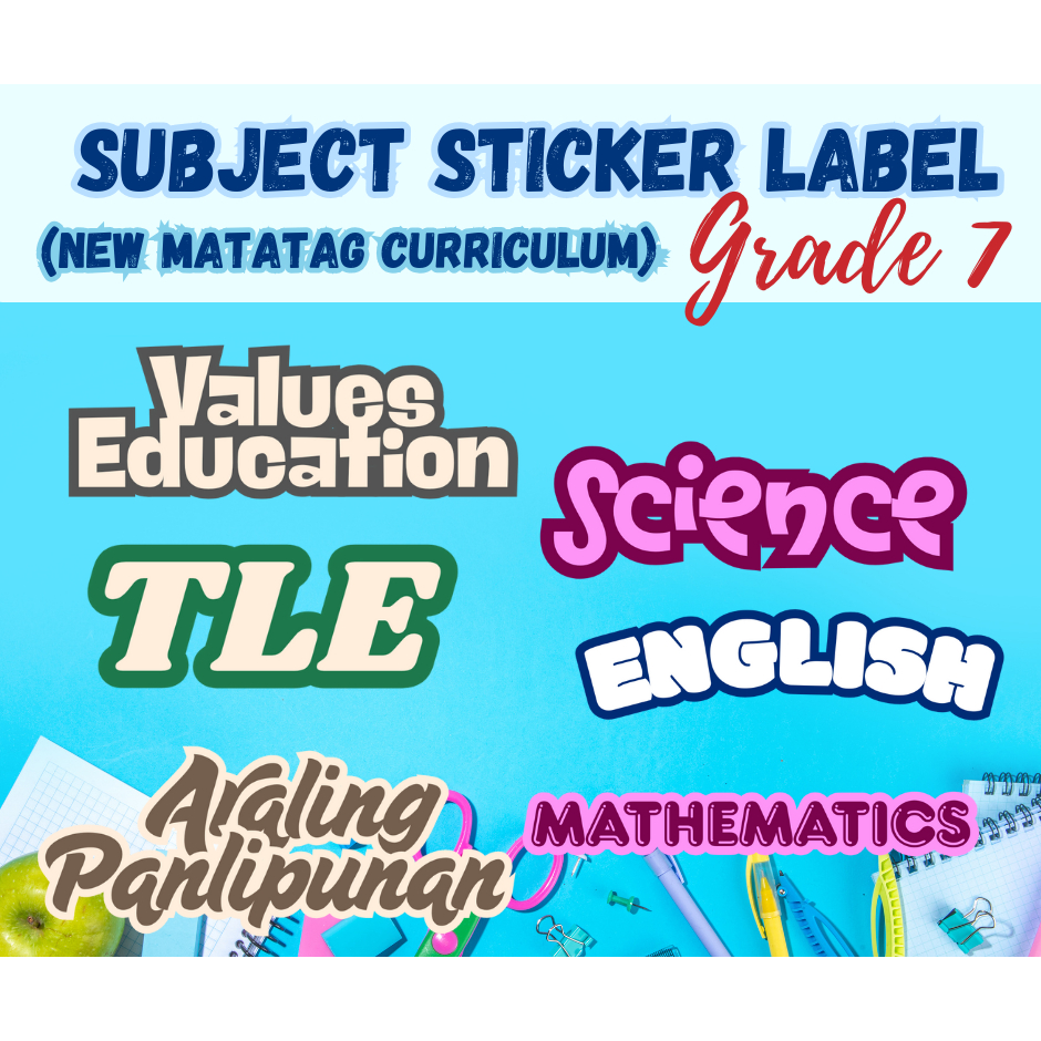 Grade 7 Subject Sticker Label affordable (new matatag curriculum ...