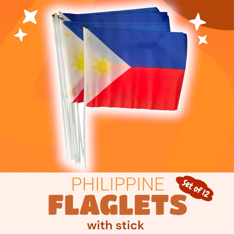 12pcs Philippine Flaglets/ Flag with Stick Set Nylon | Shopee Malaysia