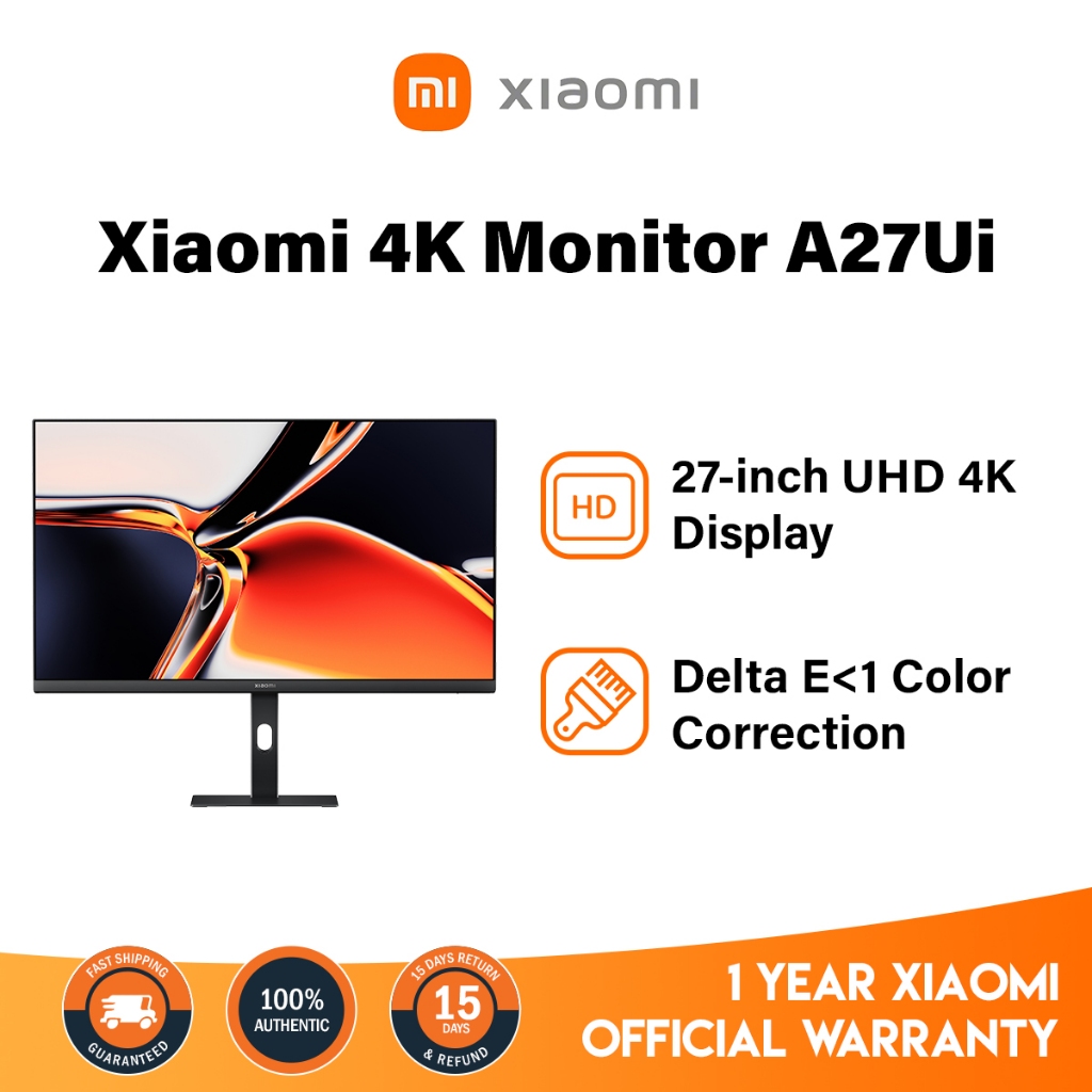 Xiaomi 4K Monitor A27Ui 27 Inch 60Hz IPS Hard Screen Global Version Versatile USB-C Port ...
