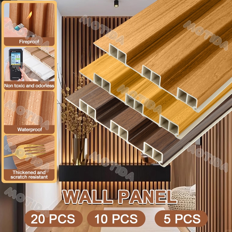 20 PCS Solid Wood Panel Board PVC Grille Waterproof Design TV ...