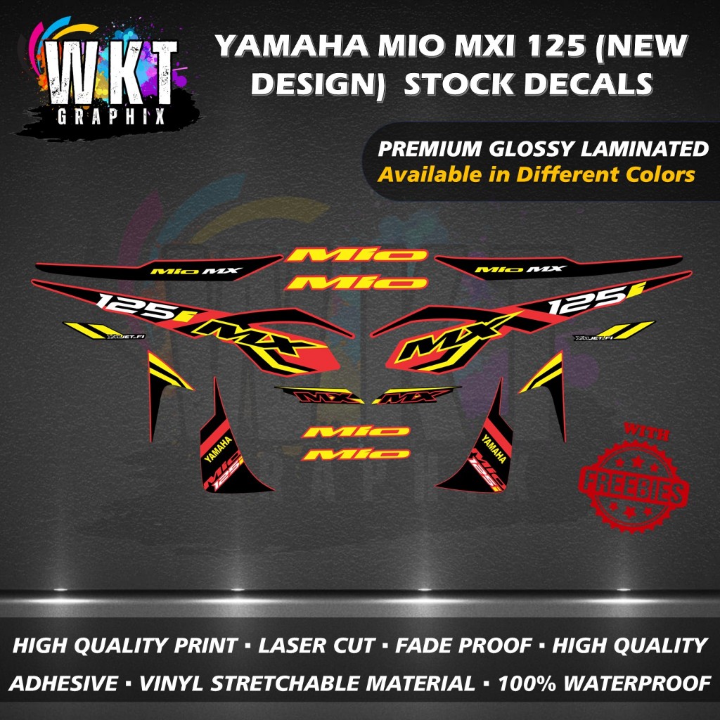 YAMAHA MIO MXI 125 (NEW DESIGN) DECALS (WATERPROOF, LAMINATED, FADE ...