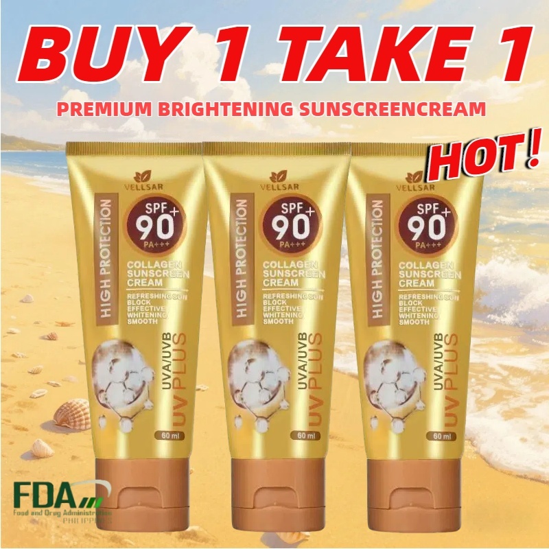 collagen Sunscreen Cream SPF 90+ Sunblock Lotion Refreshing Sun Block ...
