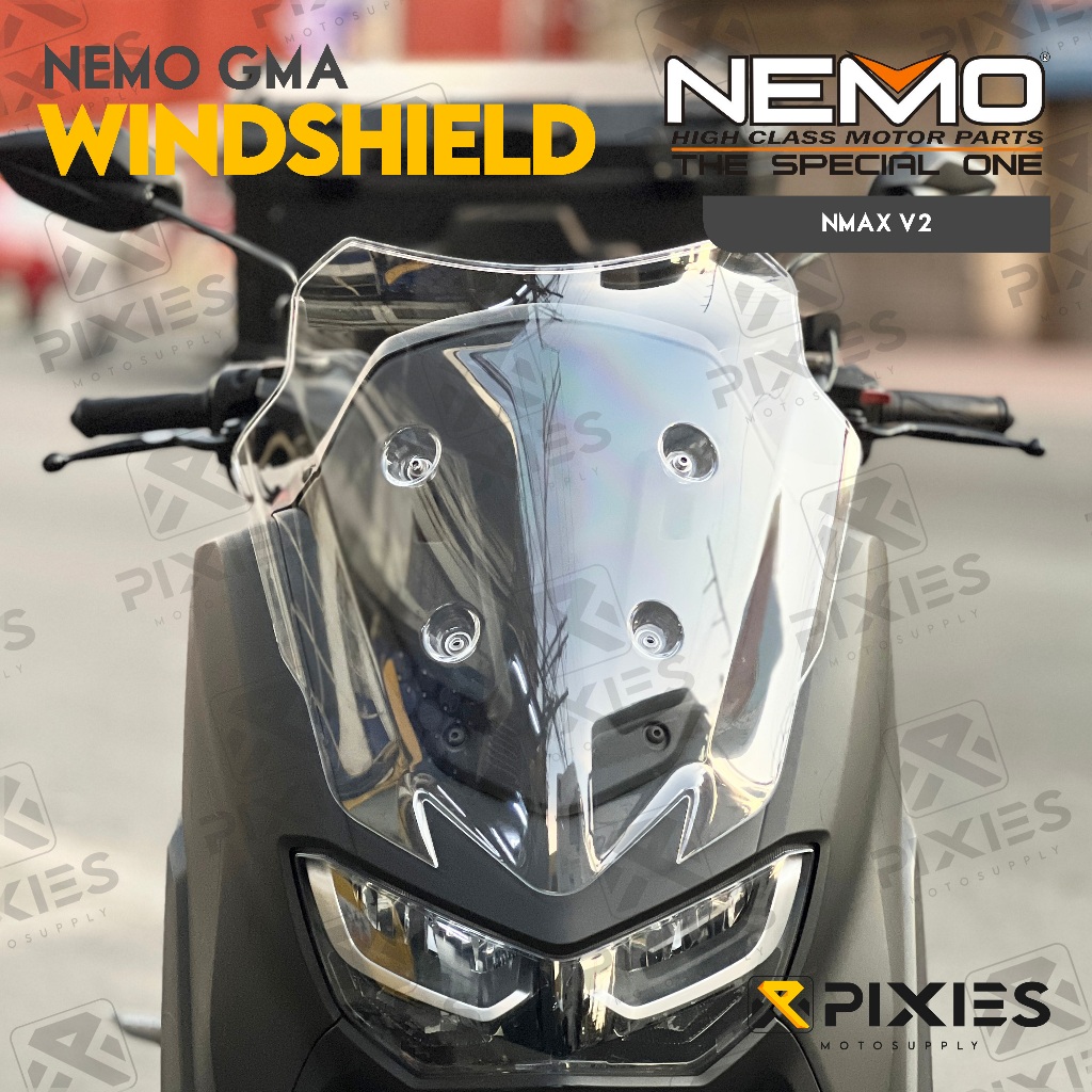 NEMO CLEAR WINDSHIELD SMOKED WINDSHIELD BLACK VISOR FOR YAMAHA NMAX V2 ...