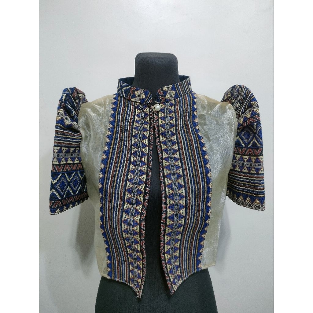 Filipiniana pinya organza ethnic bolero with collar | Shopee Malaysia
