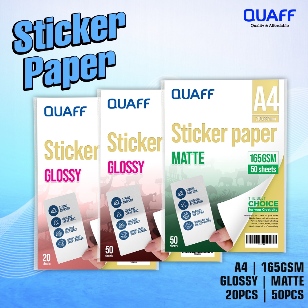 QUAFF 165gsm Sticker Paper Matte/Glossy for Labelling and Decal ...