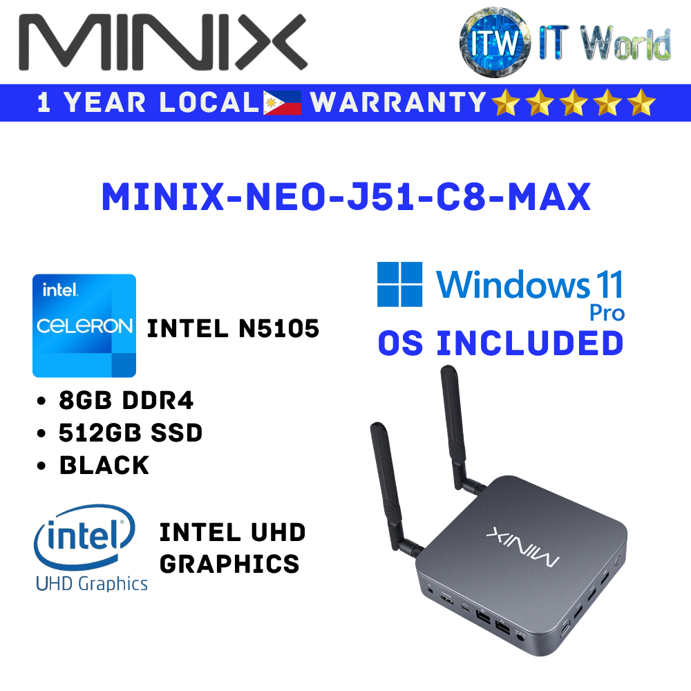 Itw | Minix Mini PC All in One Desktop PC NEO J51-C8 MAX 8GB RAM 512GB ...