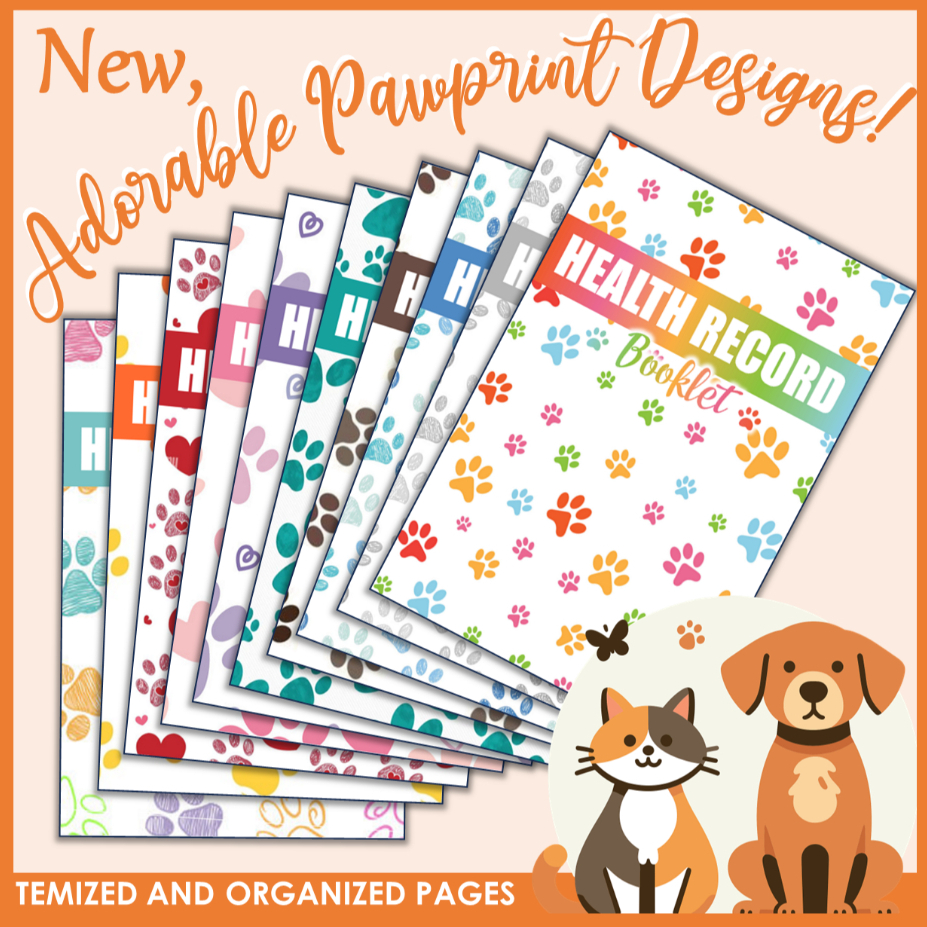 COLORFUL Pet's Vaccination Record Booklet Vet Certificate Health Card ...