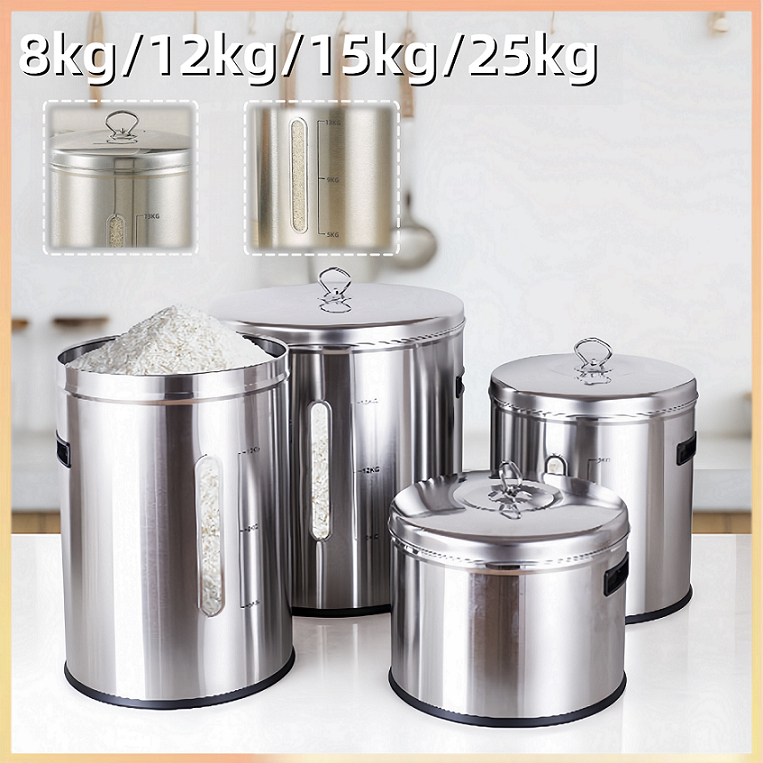 aesthetic stainless rice dispenser 10kg/5kg/15kg/25kgcapacity rice ...